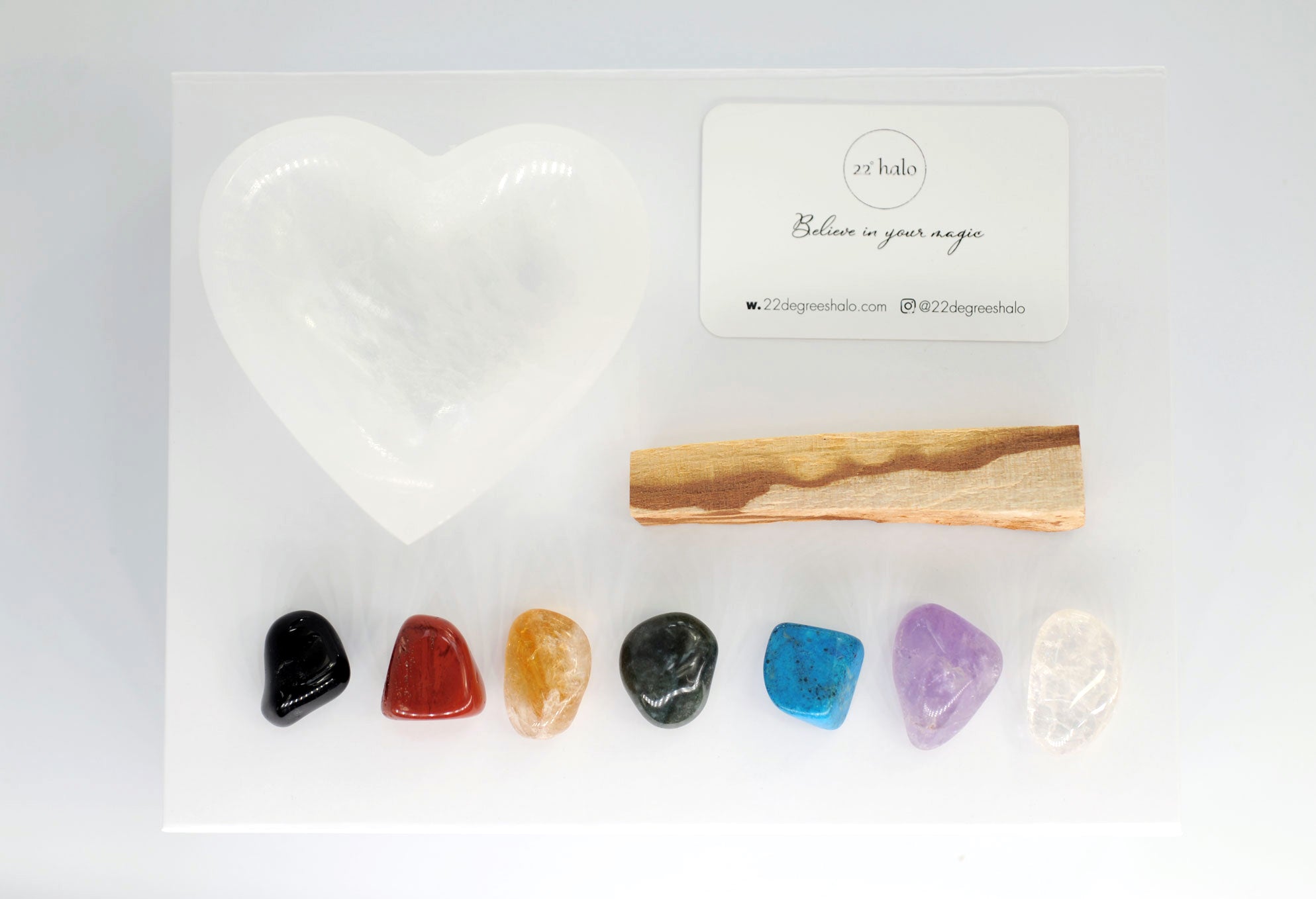 Premium Chakra Healing Stones Complete Set – 22 Degrees Halo